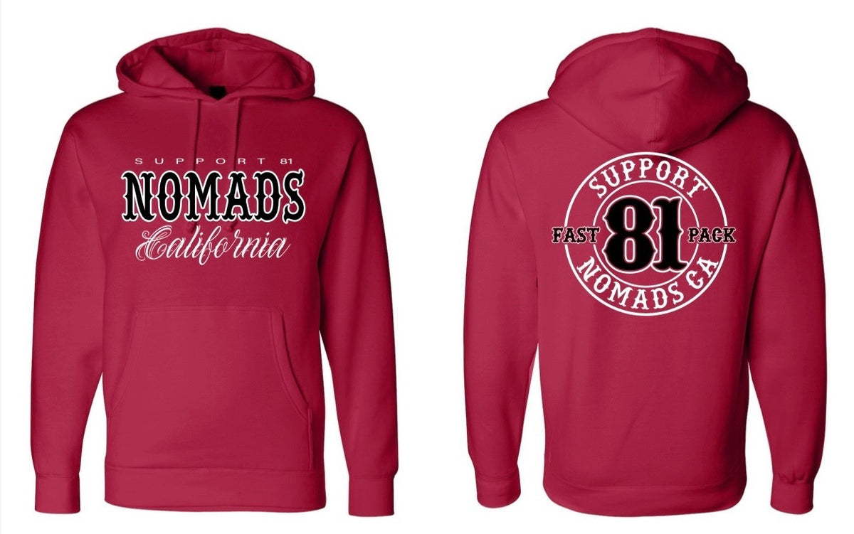 Nomads Fast Pack Red Hoodie – 81 Nomads California Support